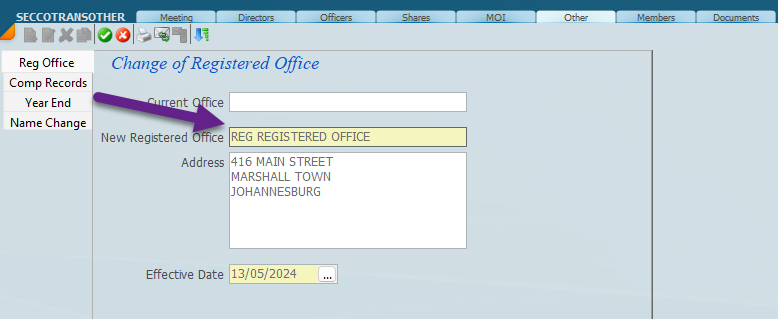 Registered Office Transaction